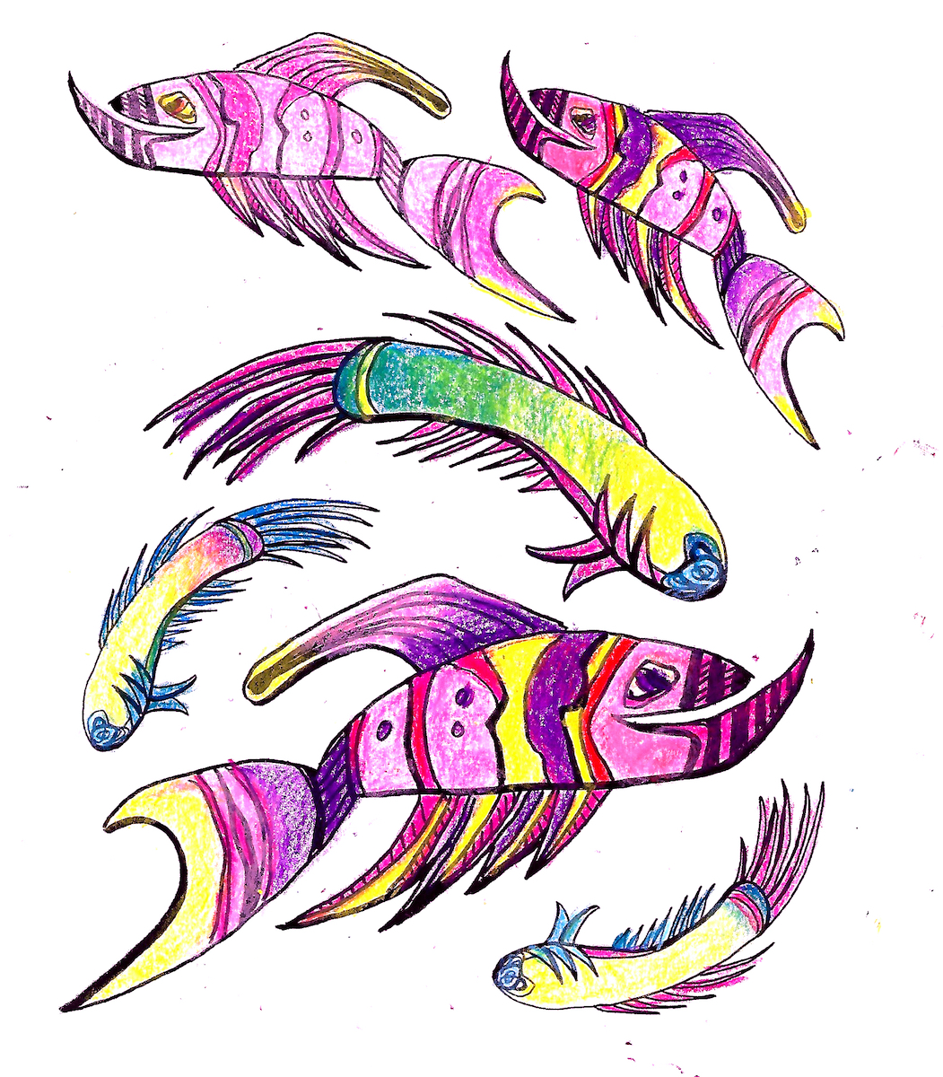 Indian Fish - Crayon and Marker by Jenna Bernstein - Fish Out of Water ...